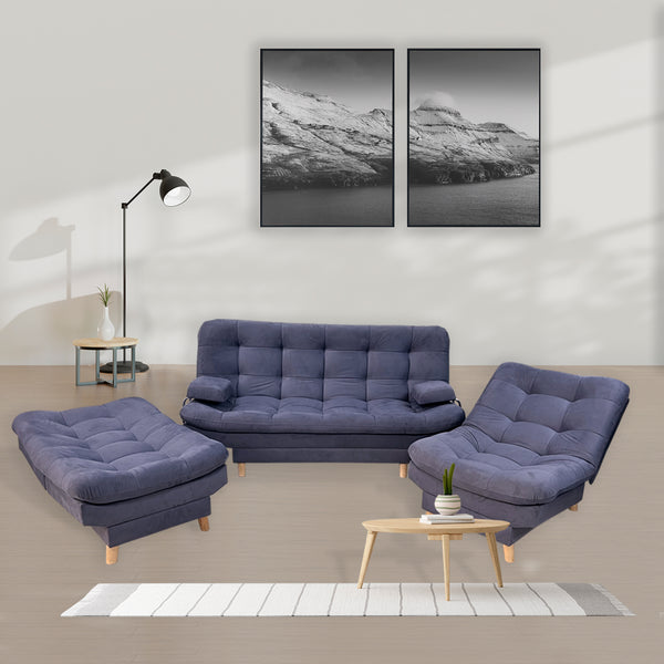 Sala Clic Clac Keller Gris 175x90cm Con Dos Sillas Clic Clac Y Un Sofá ...