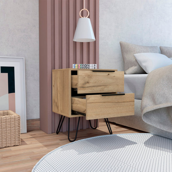 Mesa De Noche Augusta Duna 45x57cm Con Dos Cajones Y Patas – Bylmo