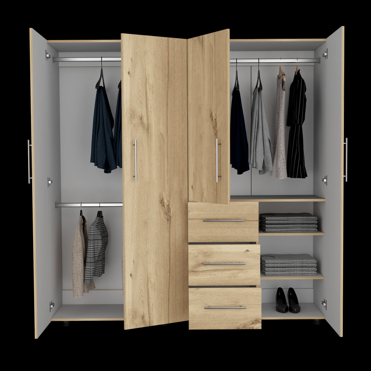 Closet Harlem Eco Duna y Blanco 181x184cm Con Tres Cajones y Cuatro Pu – Bylmo