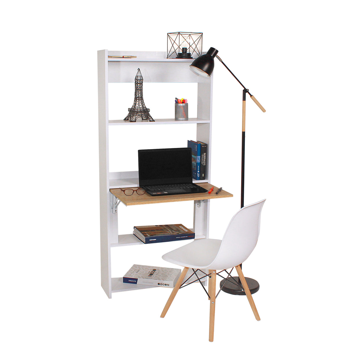 Escritorio Transformable y Silla Space Blanco y Vienes 64x160cm – Bylmo