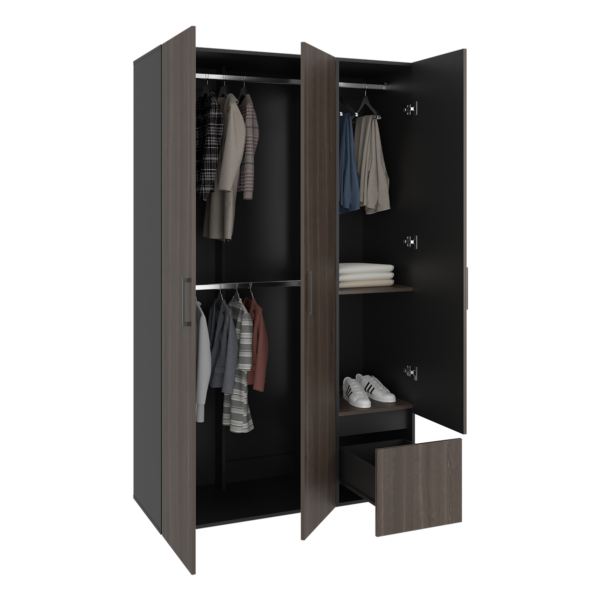 Closet Kenvil Milan y Wengue 120x200cm con Tres Puertas y con Un Cajón ...