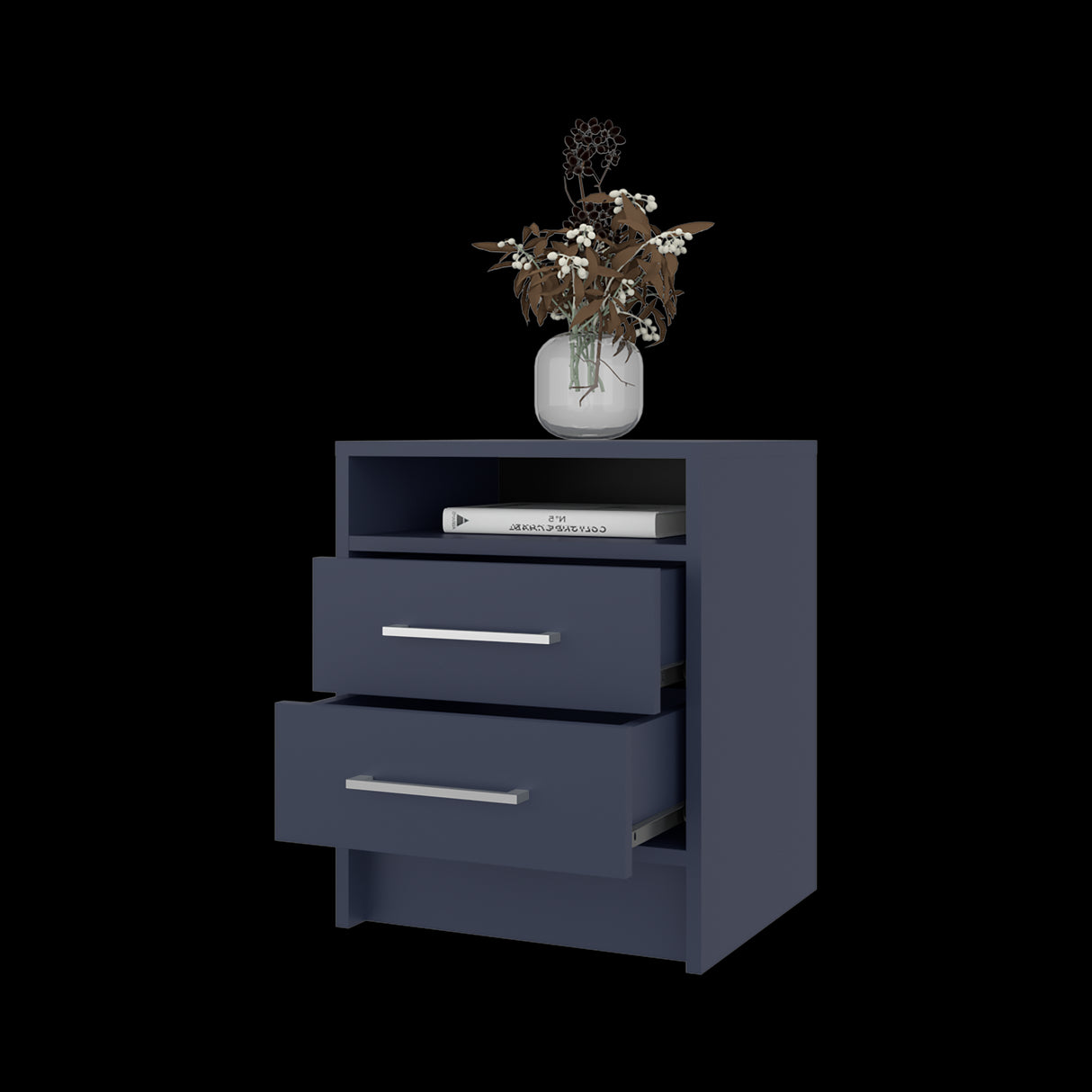 Mesa de Noche Eter Azul 40x50.7cm con Dos Cajones y un Entrepaño – Bylmo